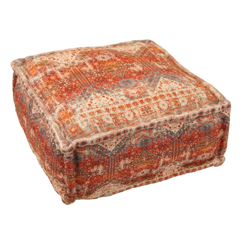 Indian Print Poof Red Cotton
